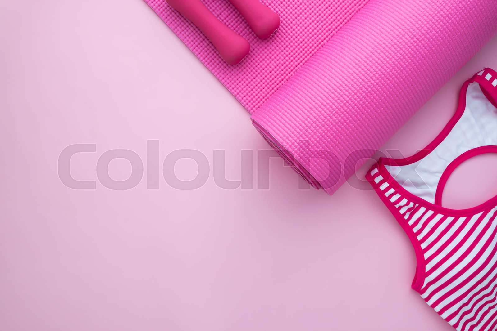 Woman's accessories for gym and fitness, Pink colour collection | Stock ...