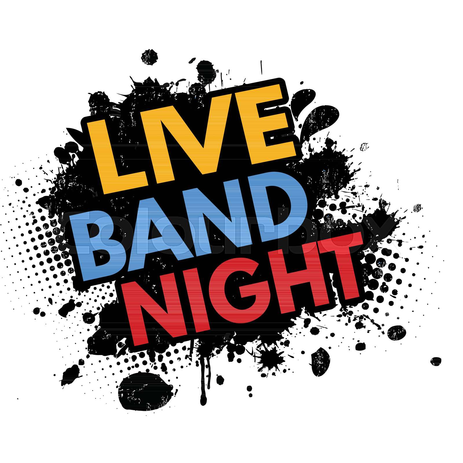 Live band night grunge rubber stamp | Stock vector | Colourbox