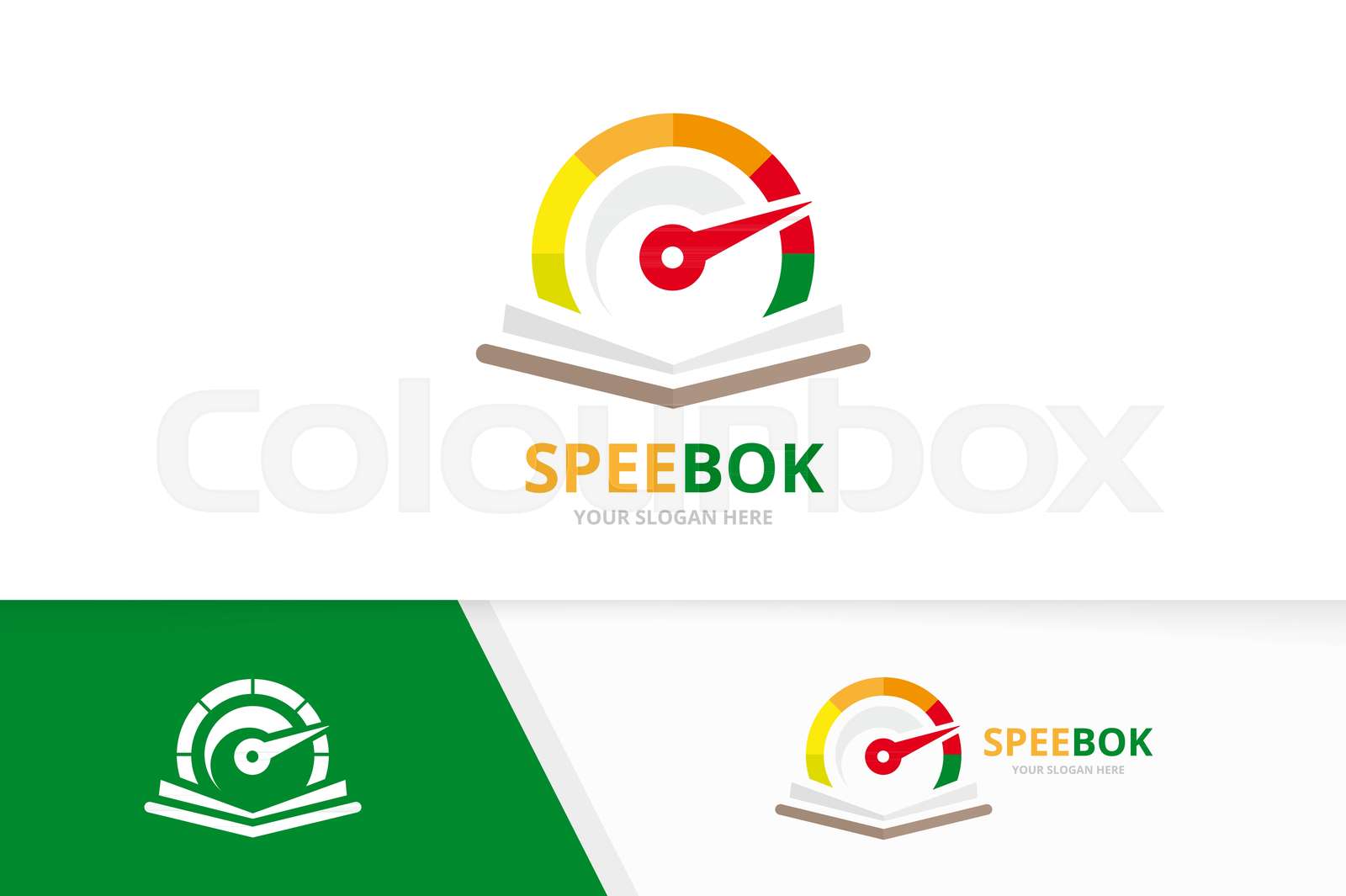 Vector speedometer and open book logo combination. Tachometer and ...