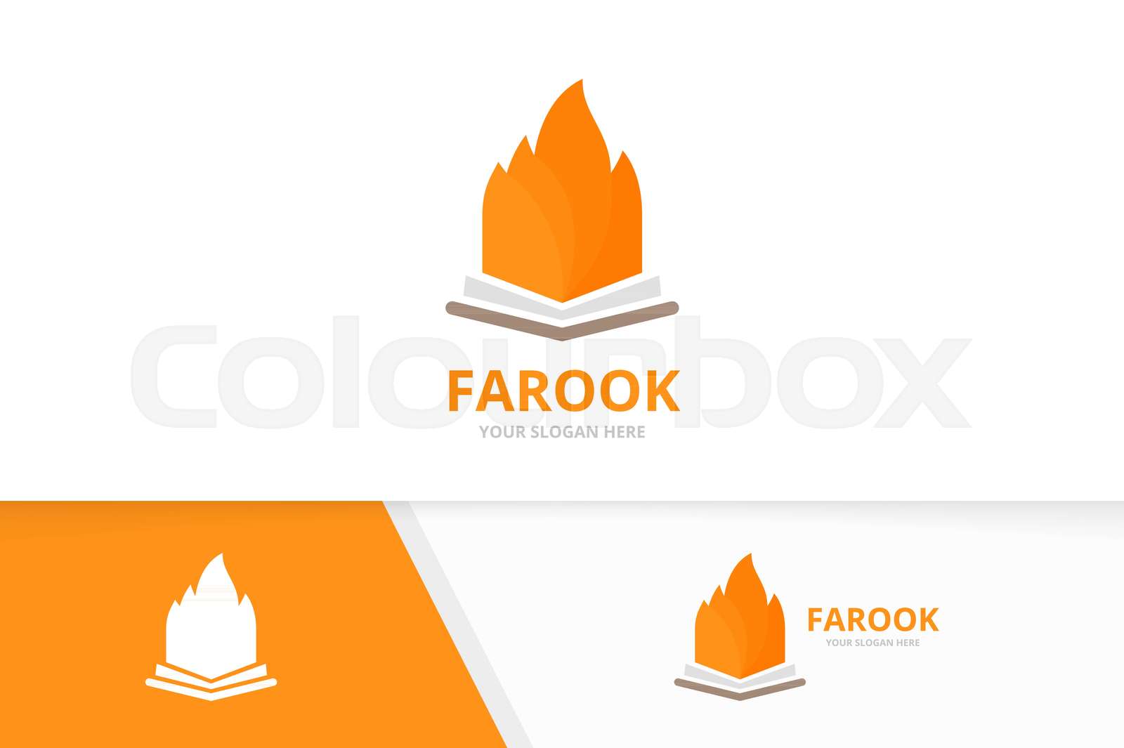 Vector fire and open book logo combination. Flame and bookstore symbol ...