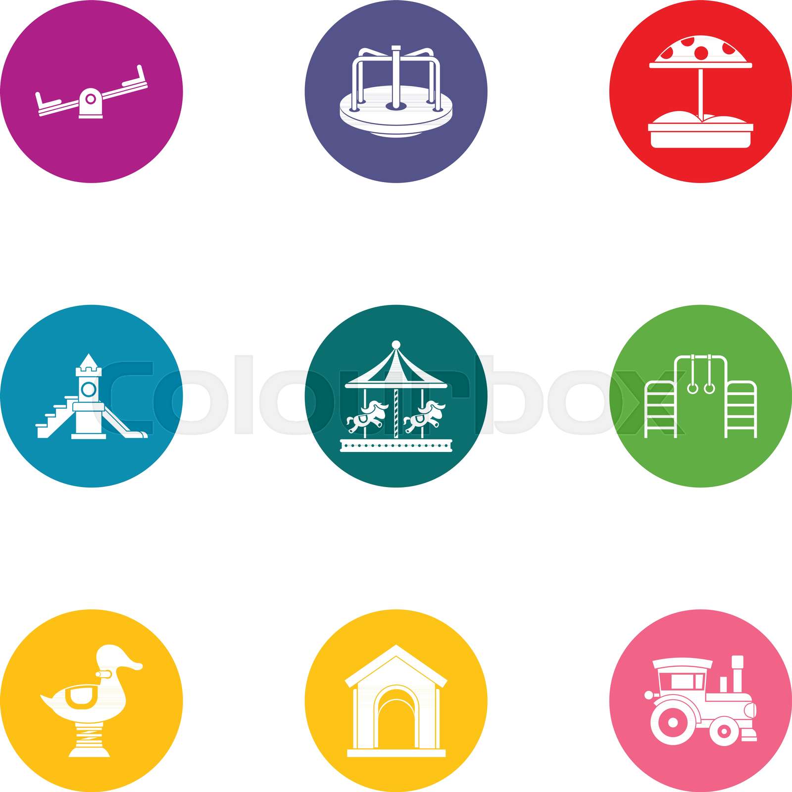 Immature icons set, flat style | Stock vector | Colourbox