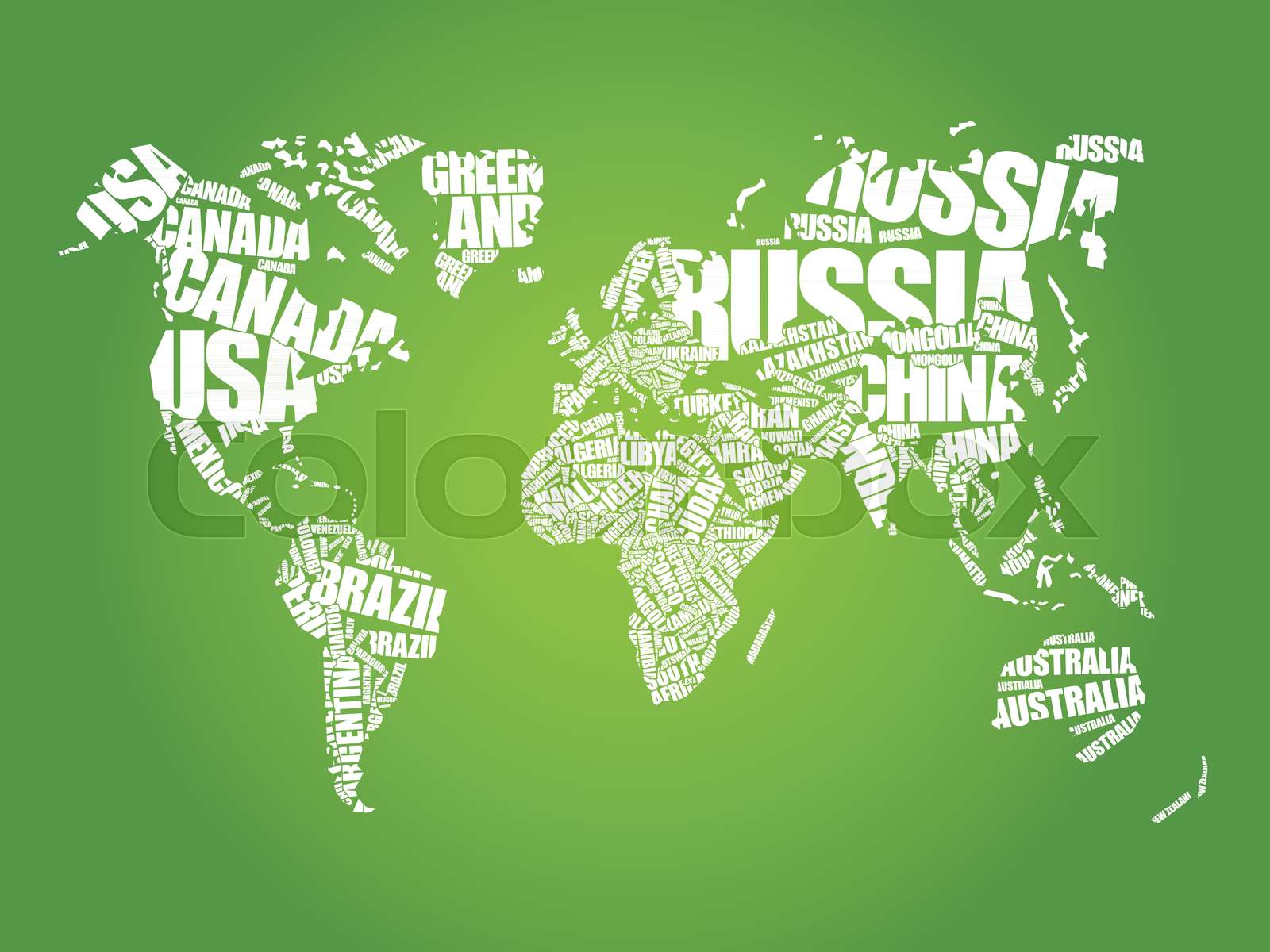 World Map in Typography word cloud | Stock vector | Colourbox
