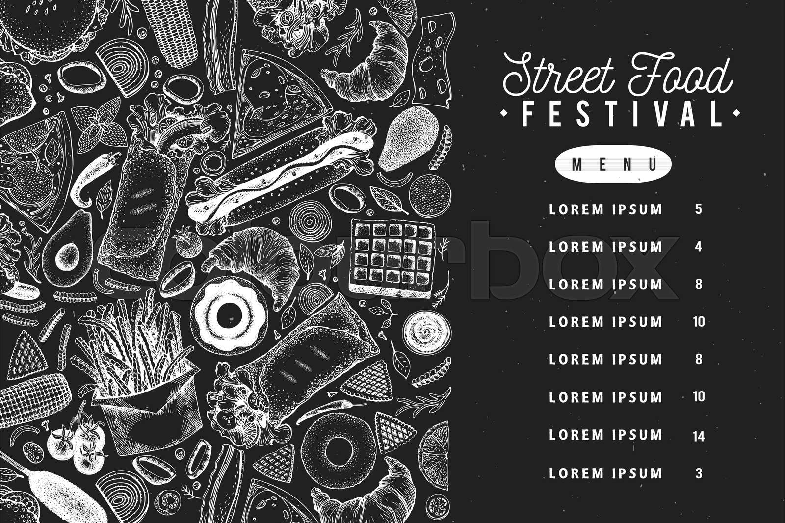 Fast food vector banner on chalk board. Street food menu design ...