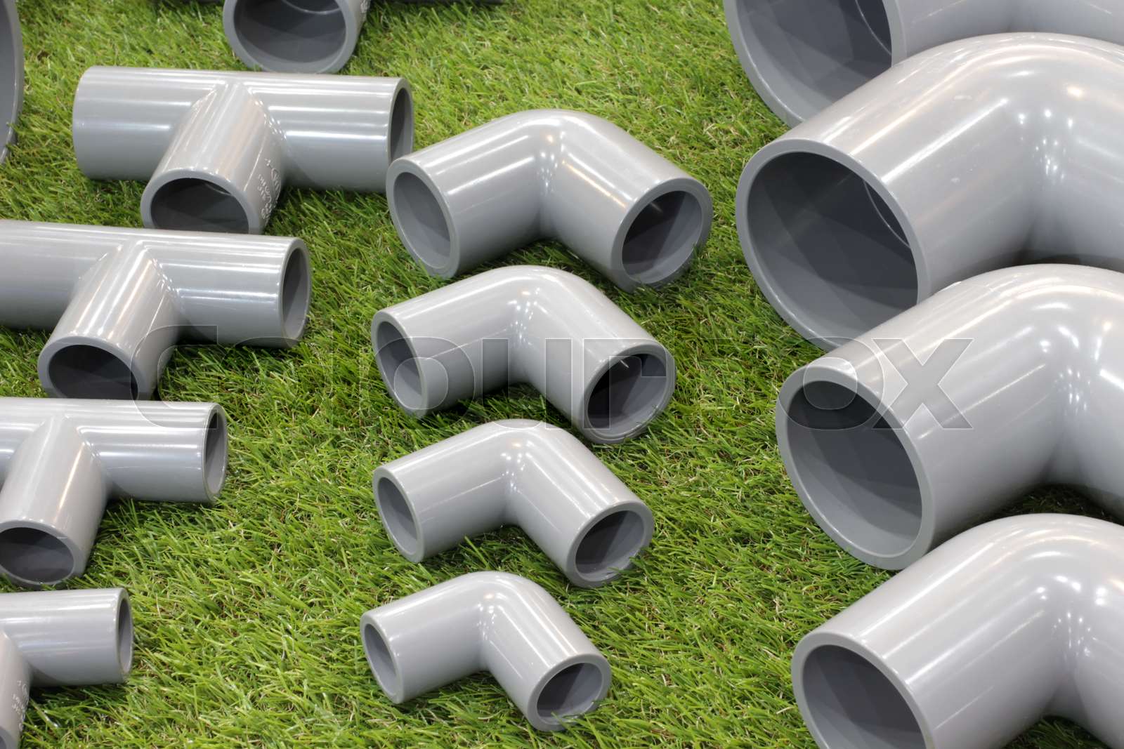 elbow and three way PVC Pipe fittings connectors | Stock image | Colourbox