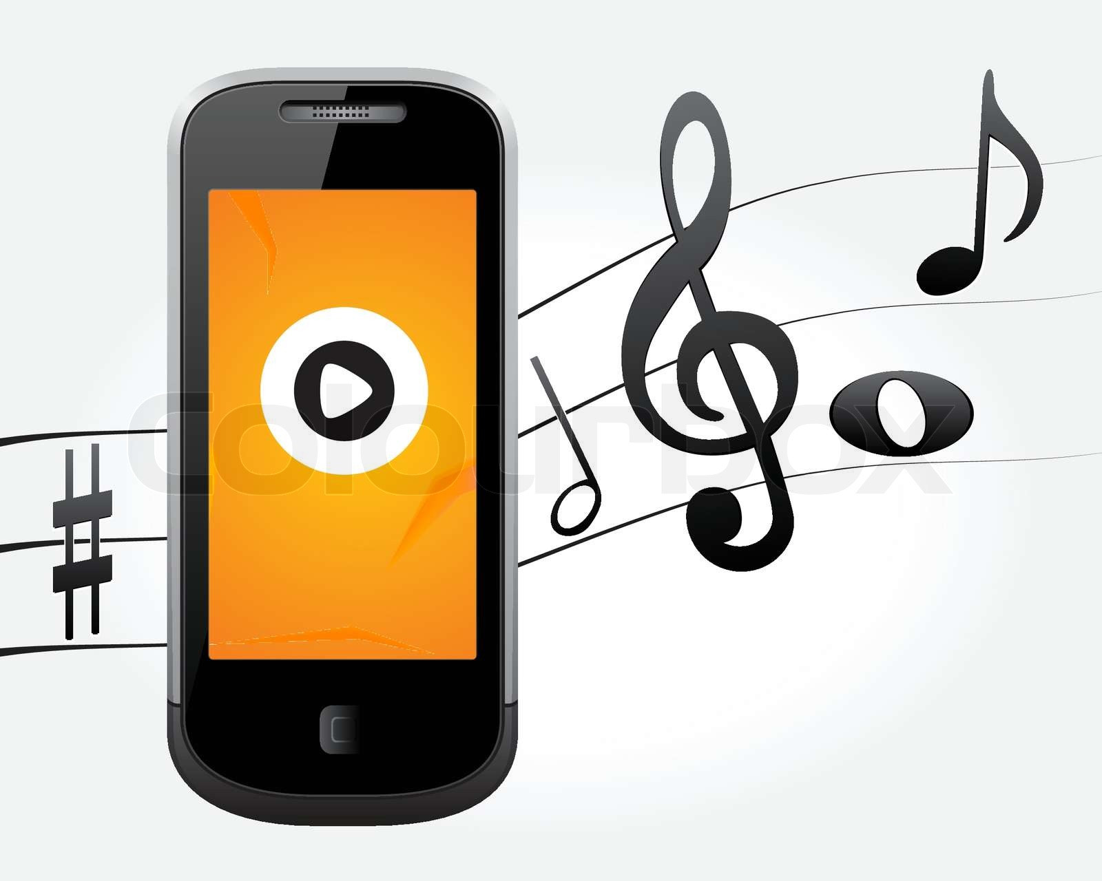 Phone on music | Stock vector | Colourbox