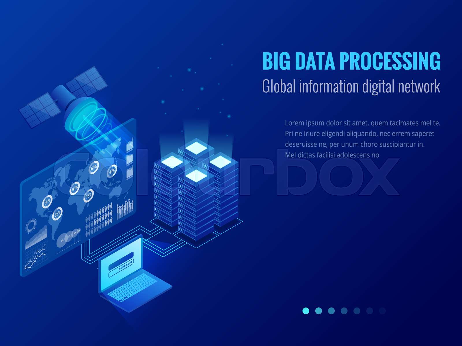 Isometric Big data processing, Global information digital network ...