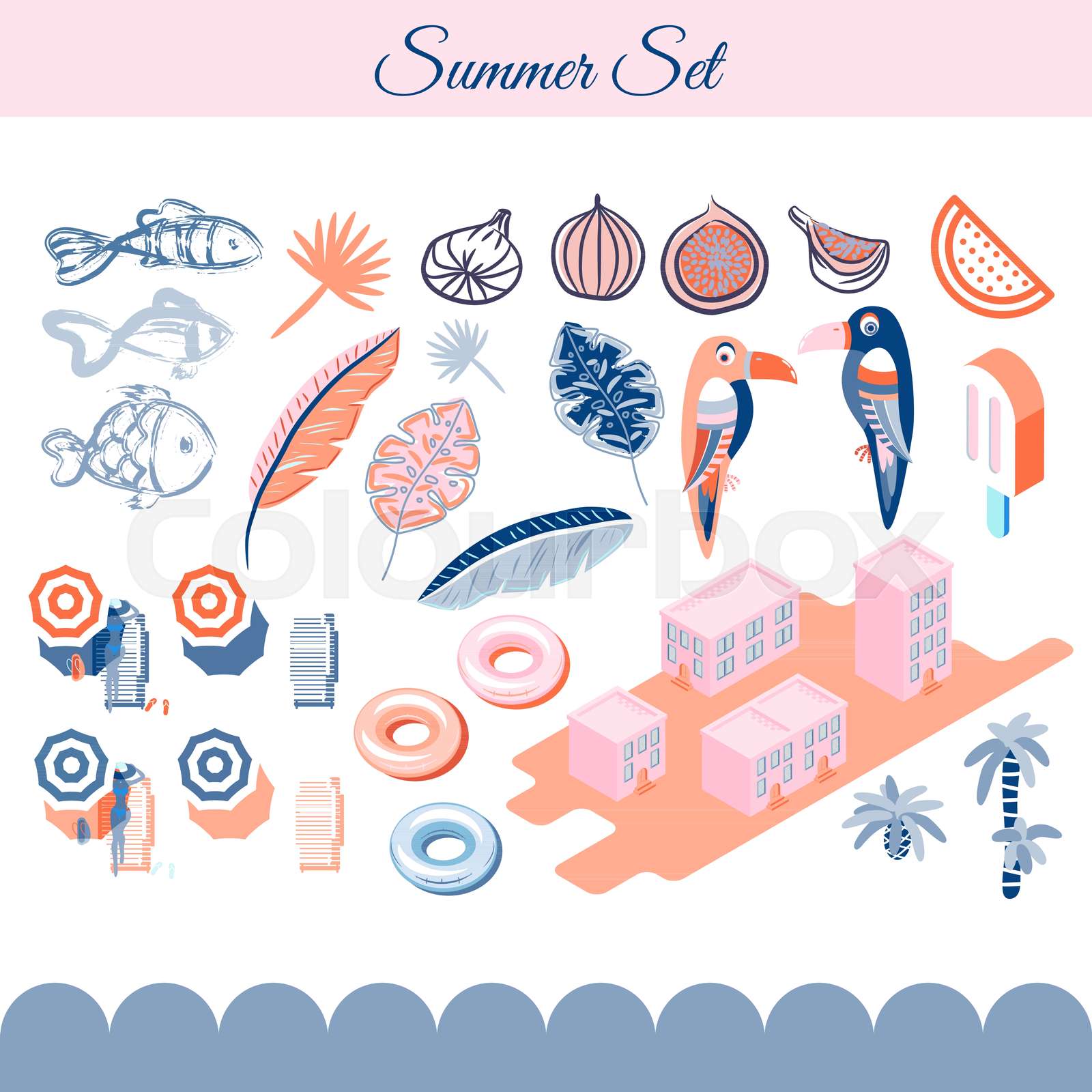 Summer holidays vector clip art objects. | Stock vector | Colourbox