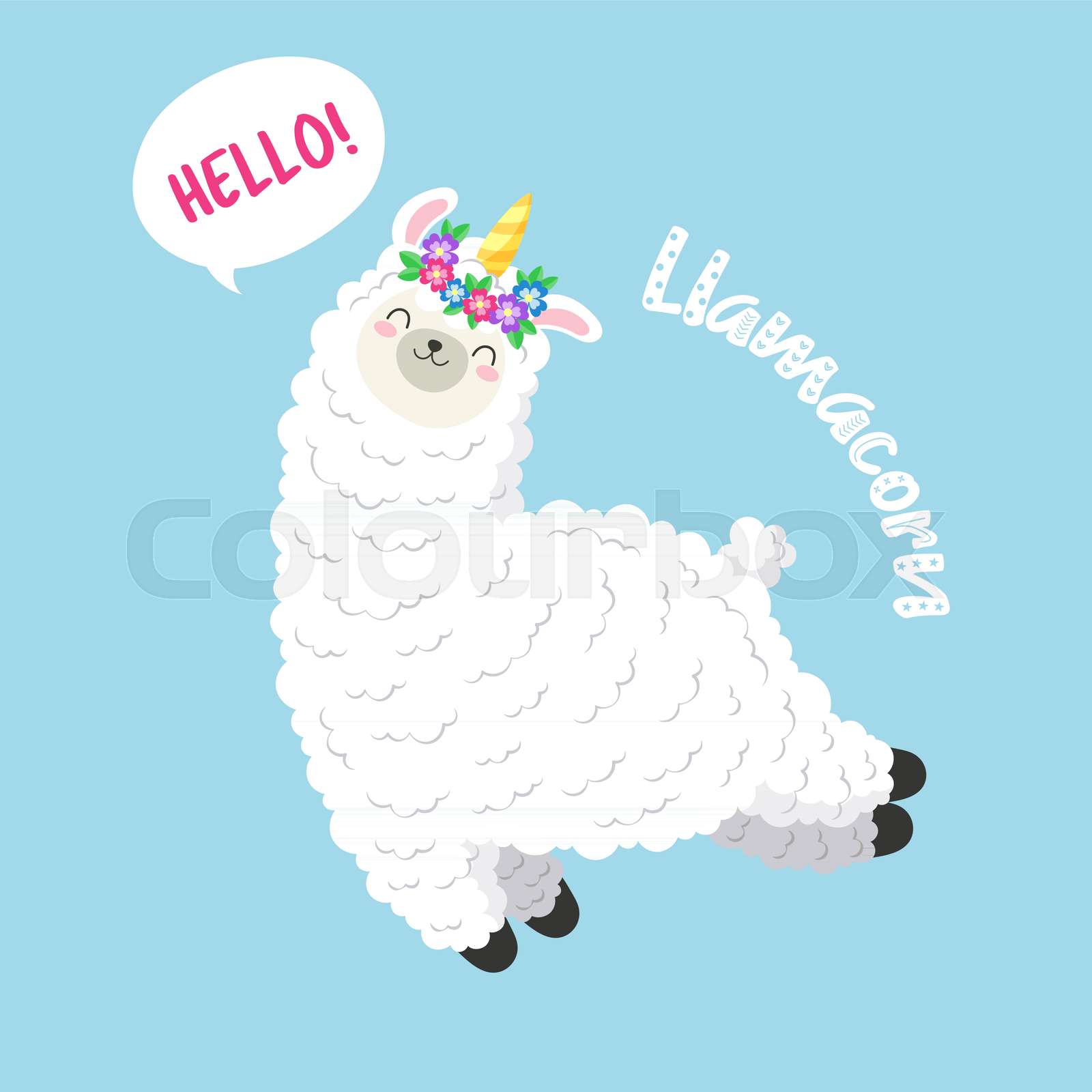 Cute cartoon lama, doodle vector illustration. Llamacorn | Stock vector ...