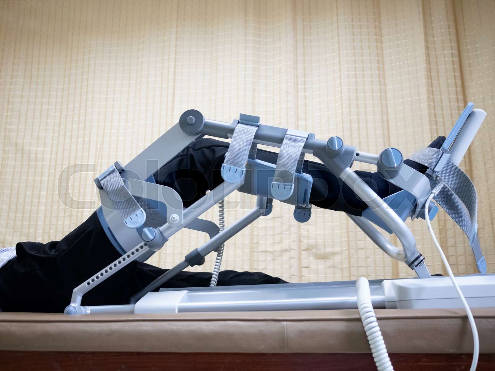 Knee CPM device ,Rehabilitation after knee surgery | Stock image ...