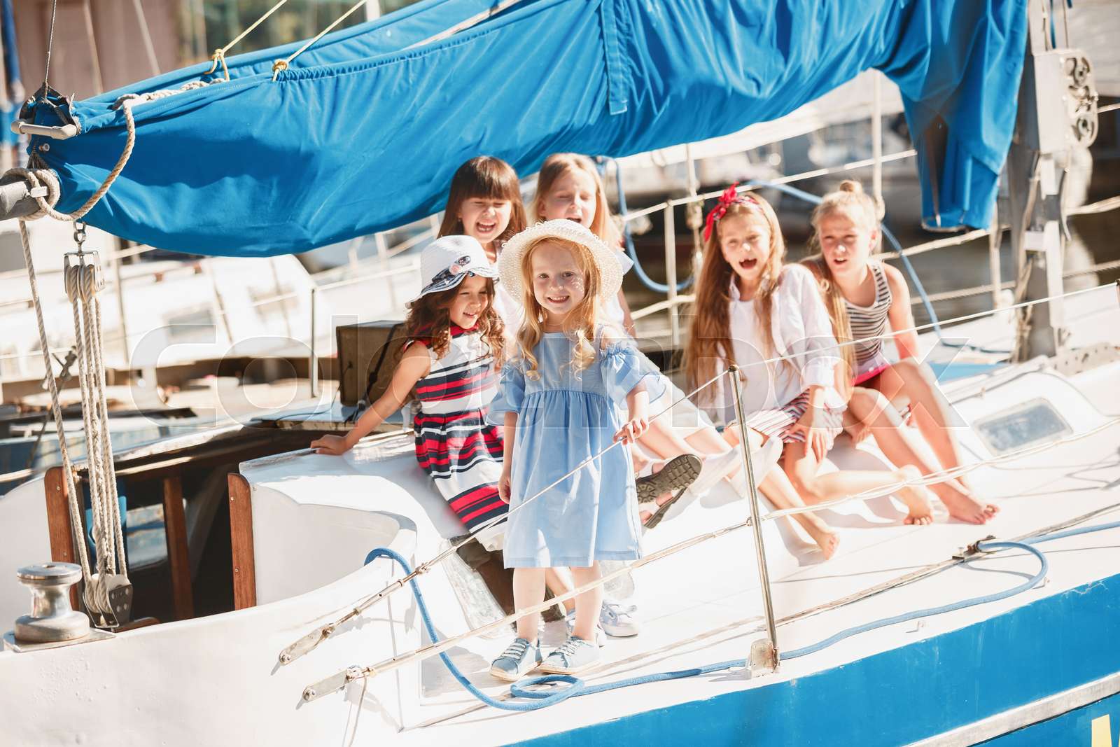 The children on board of sea yacht | Stock image | Colourbox