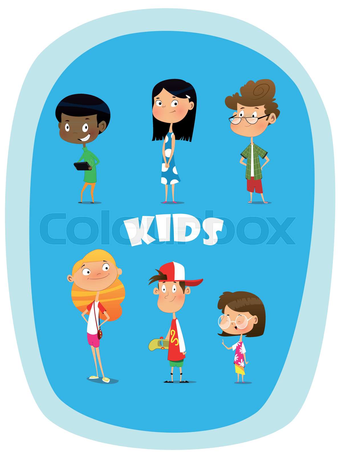 Set of 8 cute happy cartoon kids | Stock vector | Colourbox