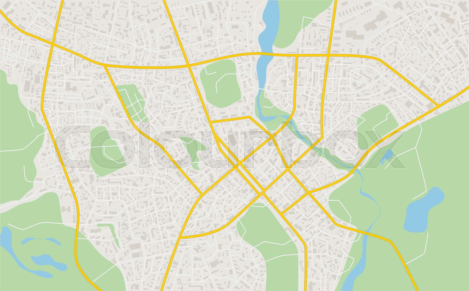 Abstract flat map of city. plan of town. Detailed city map. Vector ...