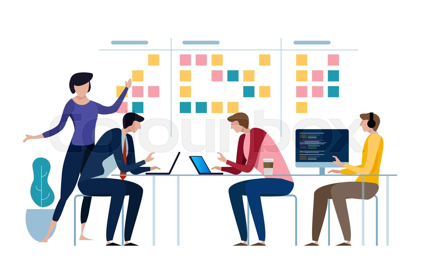 Agile business team of programmer working and make some planning on the ...