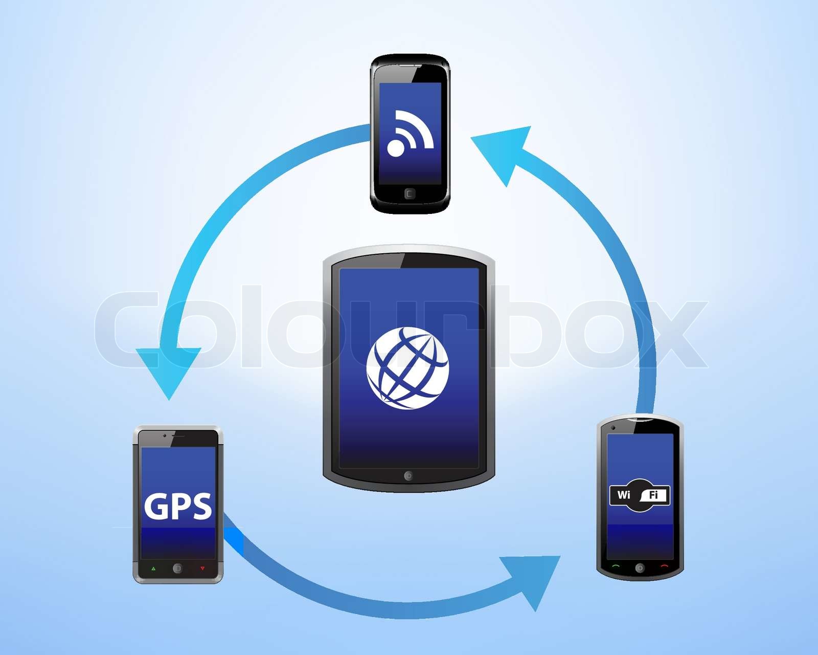 interconnection between mobile devices | Stock vector | Colourbox