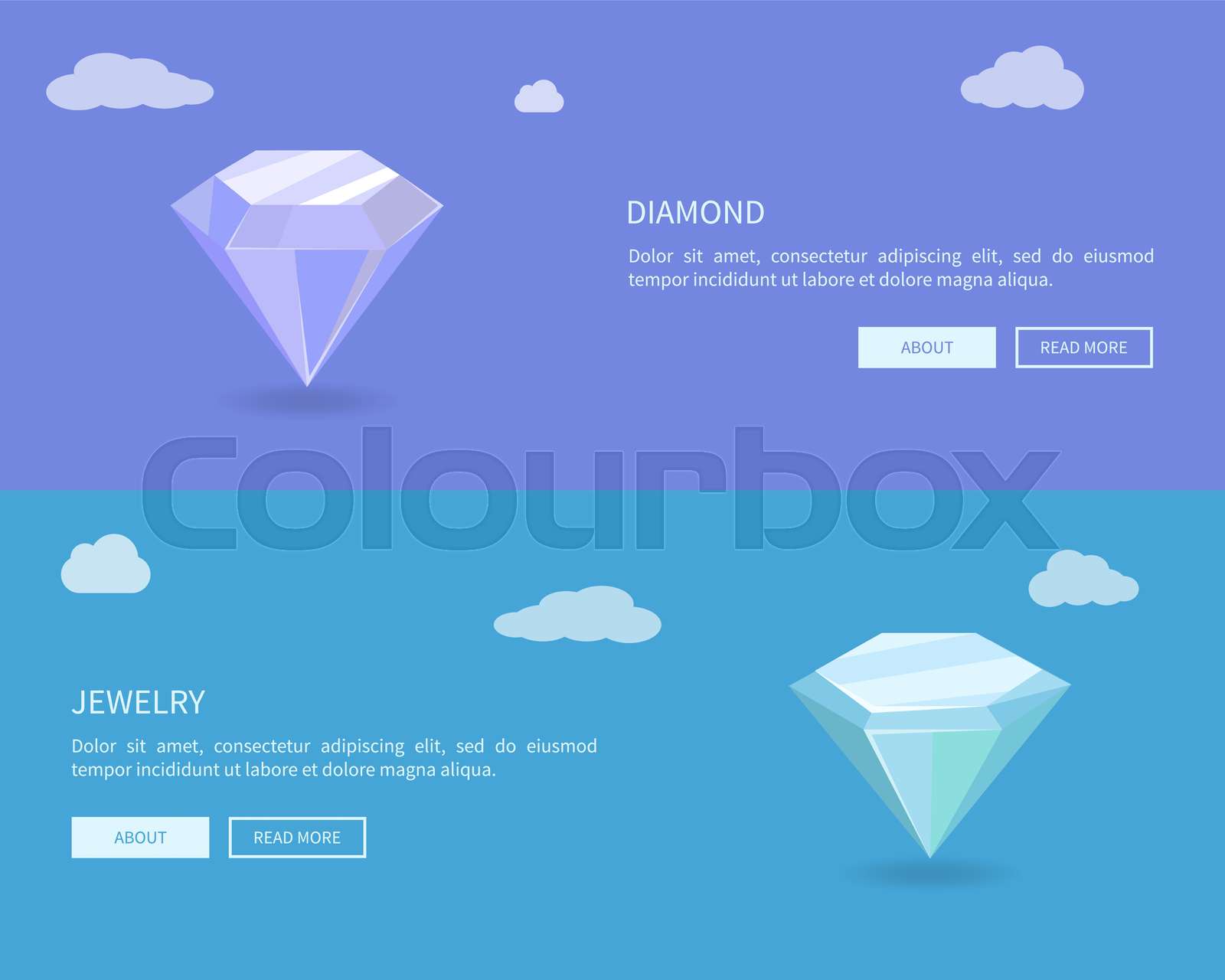 Diamond and Jewelry Web Posters Set, Color Banners | Stock vector ...