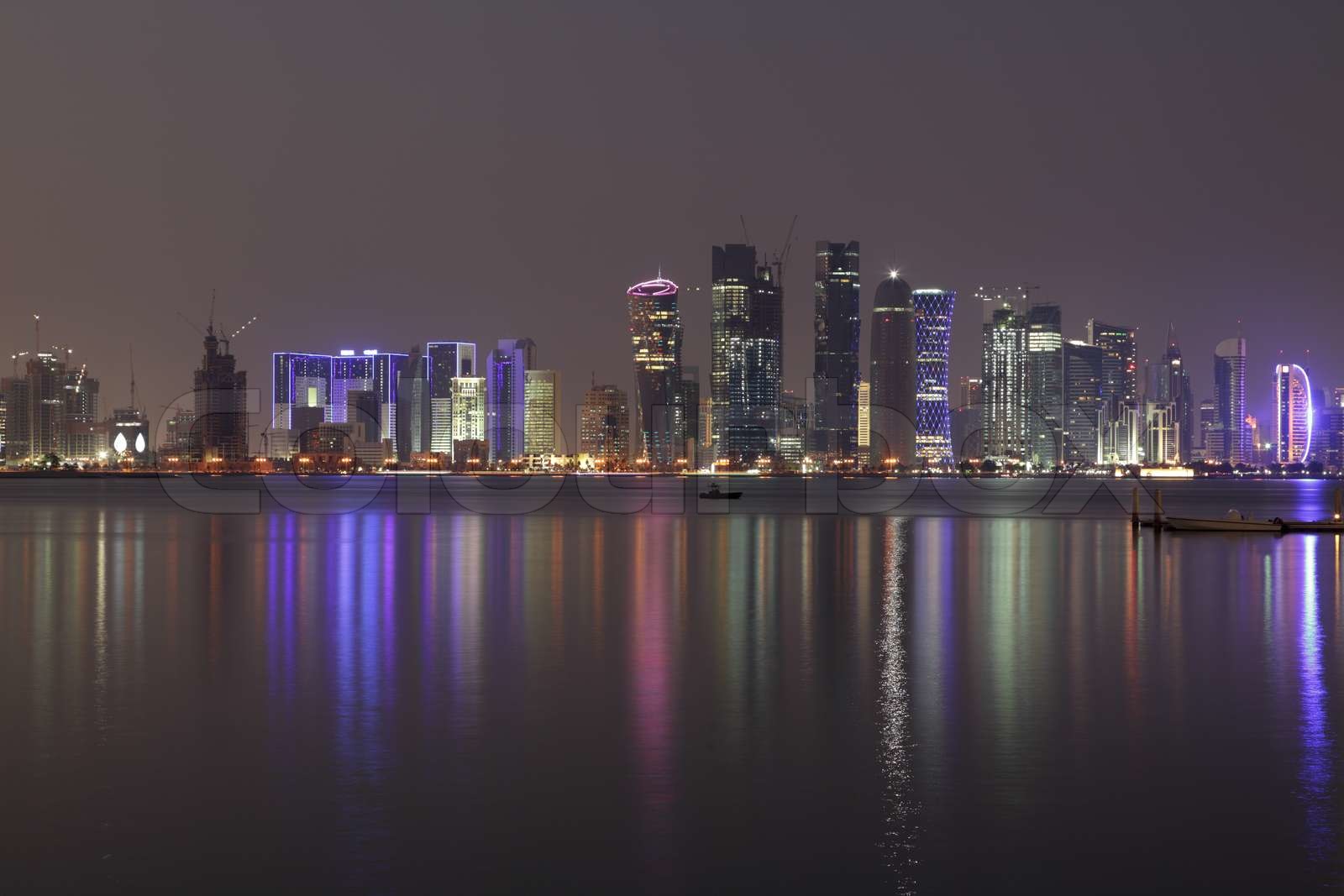 Doha skyline at night, Qatar | Stock image | Colourbox