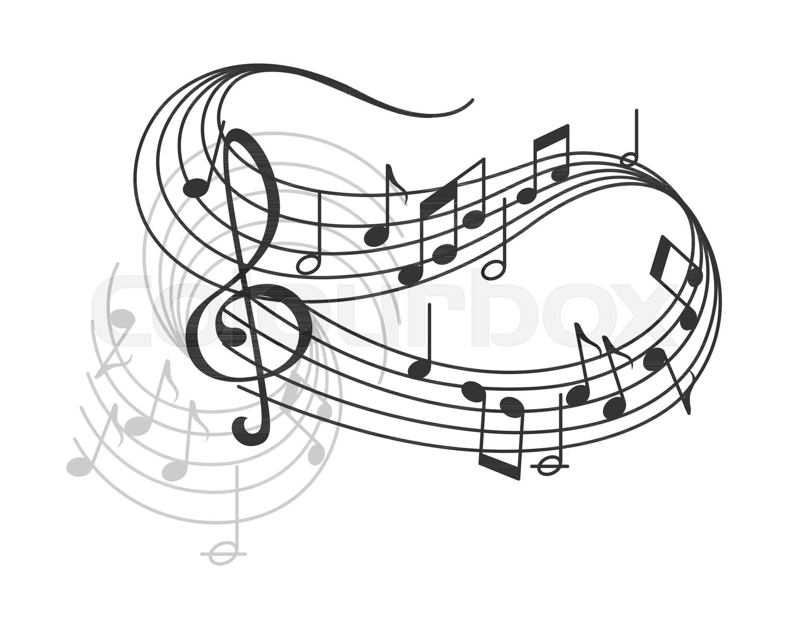 Vector music notes on staff poster | Stock vector | Colourbox