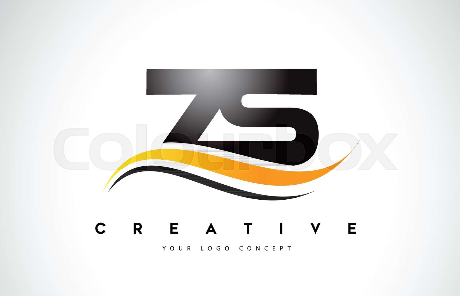 ZS Z S Swoosh Letter Logo Design with Modern Yellow Swoosh Curved Lines ...