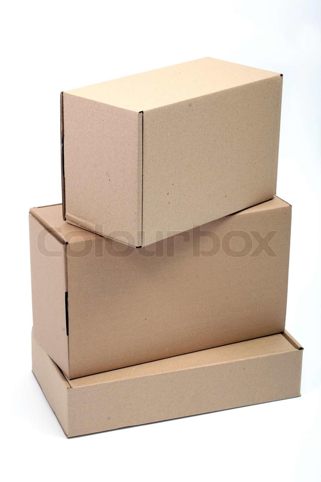 An image of three brown cardboard boxes | Stock image | Colourbox