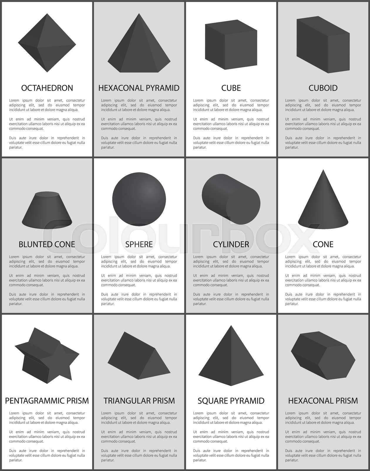 Hexagonal and Pentagonal Pentagrammic Black Prisms | Stock vector ...