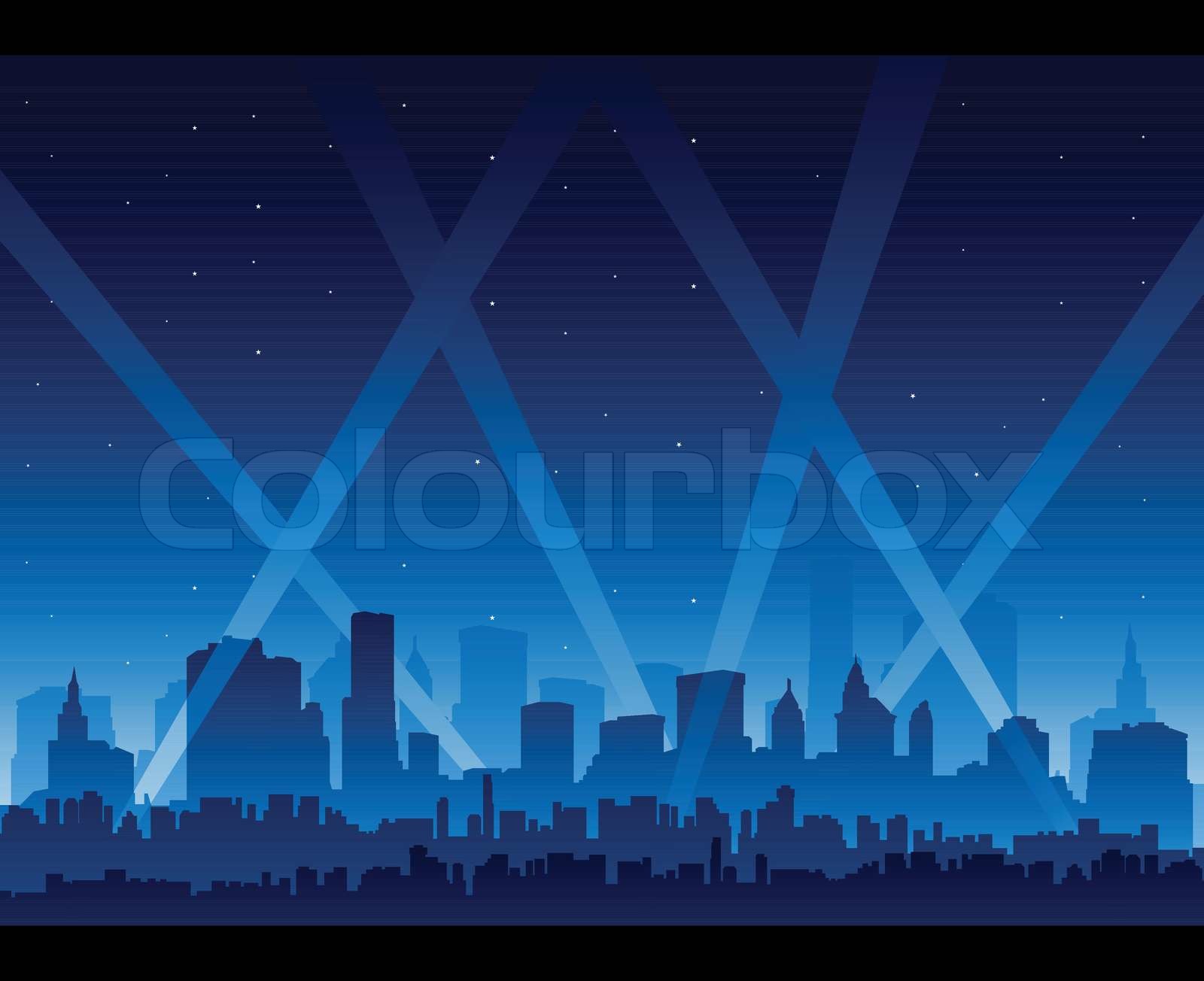 Downtown party city at night | Stock vector | Colourbox