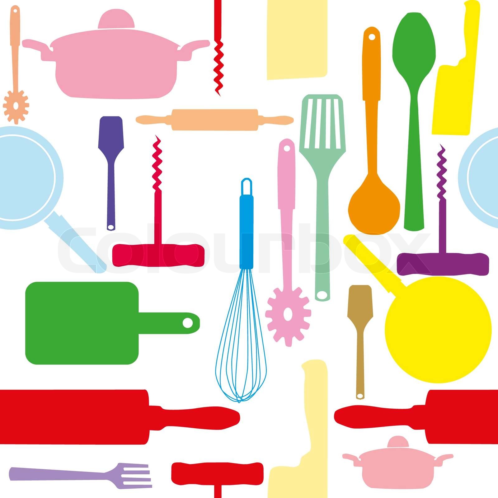Vector seamless pattern of kitchen tools | Stock vector | Colourbox