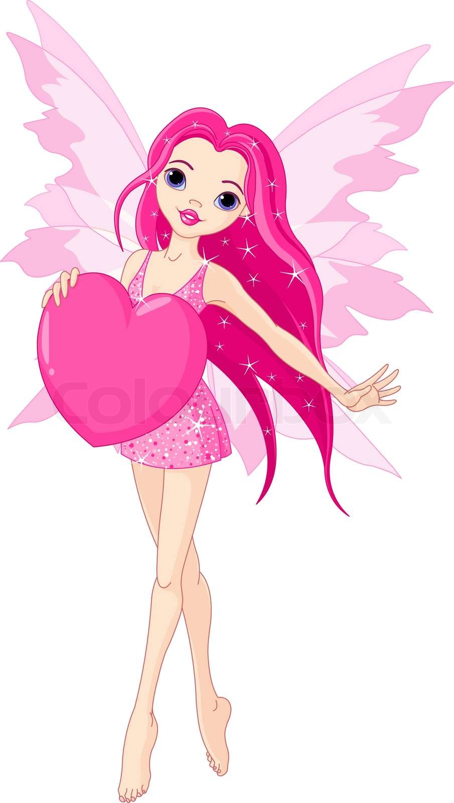 Beautiful love fairy holding heart | Stock vector | Colourbox