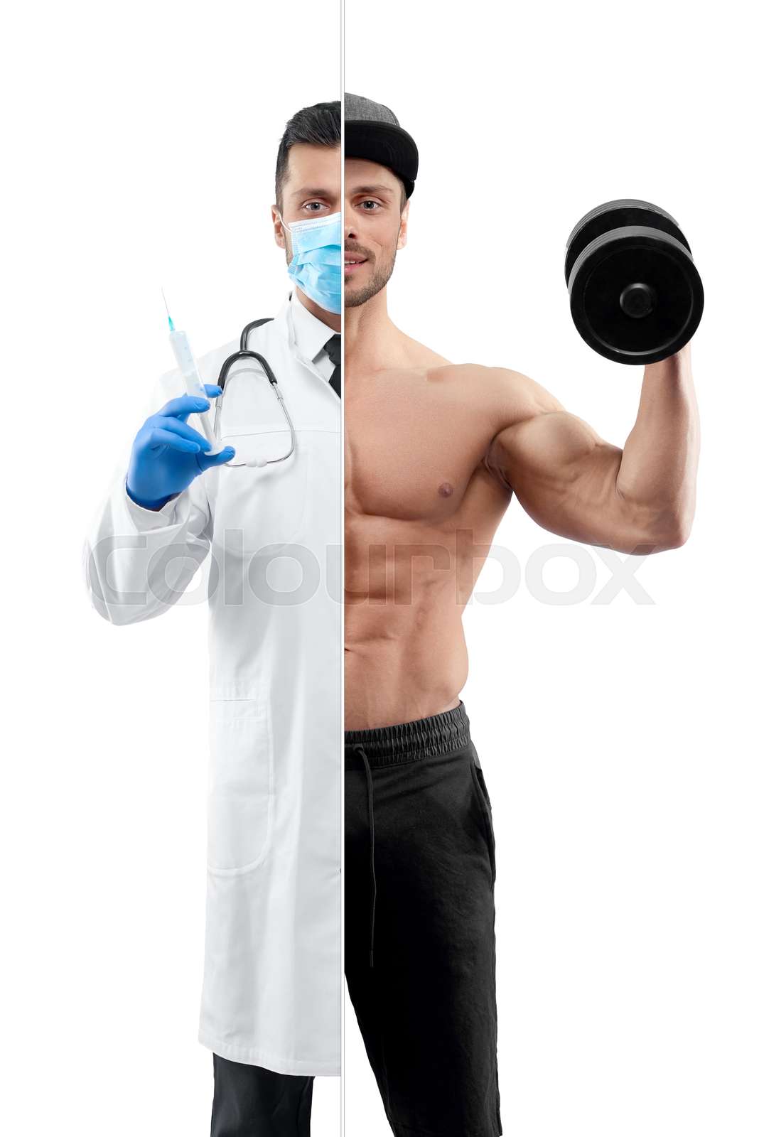 Comparison of doctor and bodybuilder's profession outlook. | Stock ...