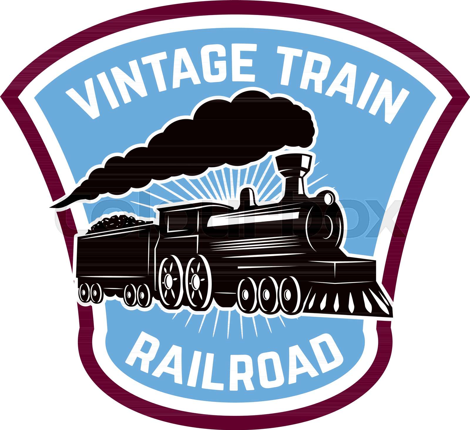 Vintage train. Emblem template with retro locomotive. | Stock vector ...