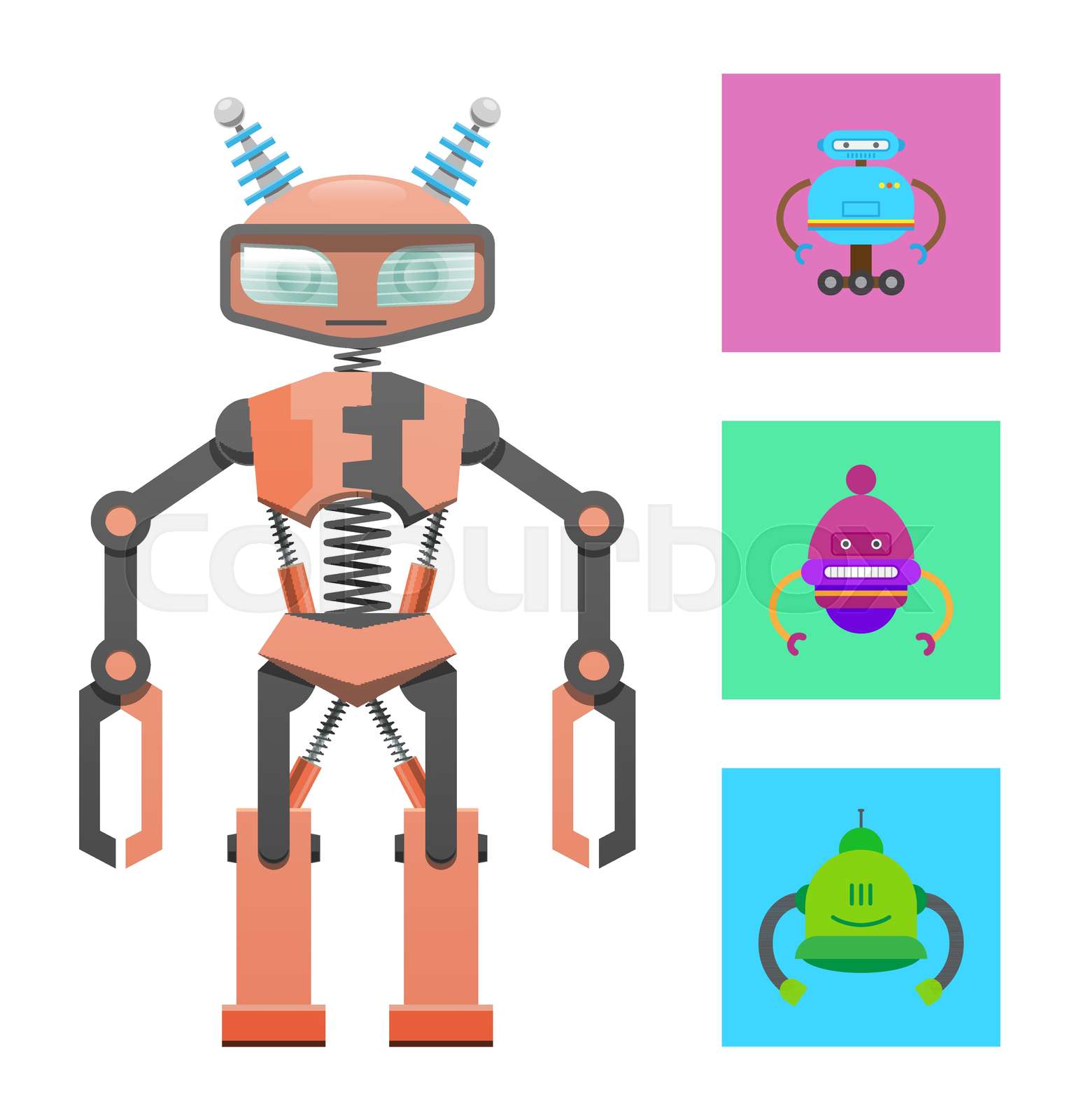 Humanoid Robot, Construction Sample, Color Banner | Stock vector ...