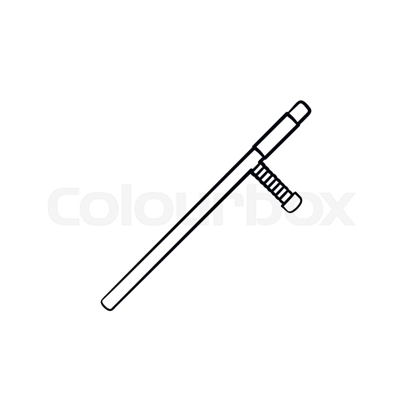 Police baton hand drawn outline doodle icon. | Stock vector | Colourbox