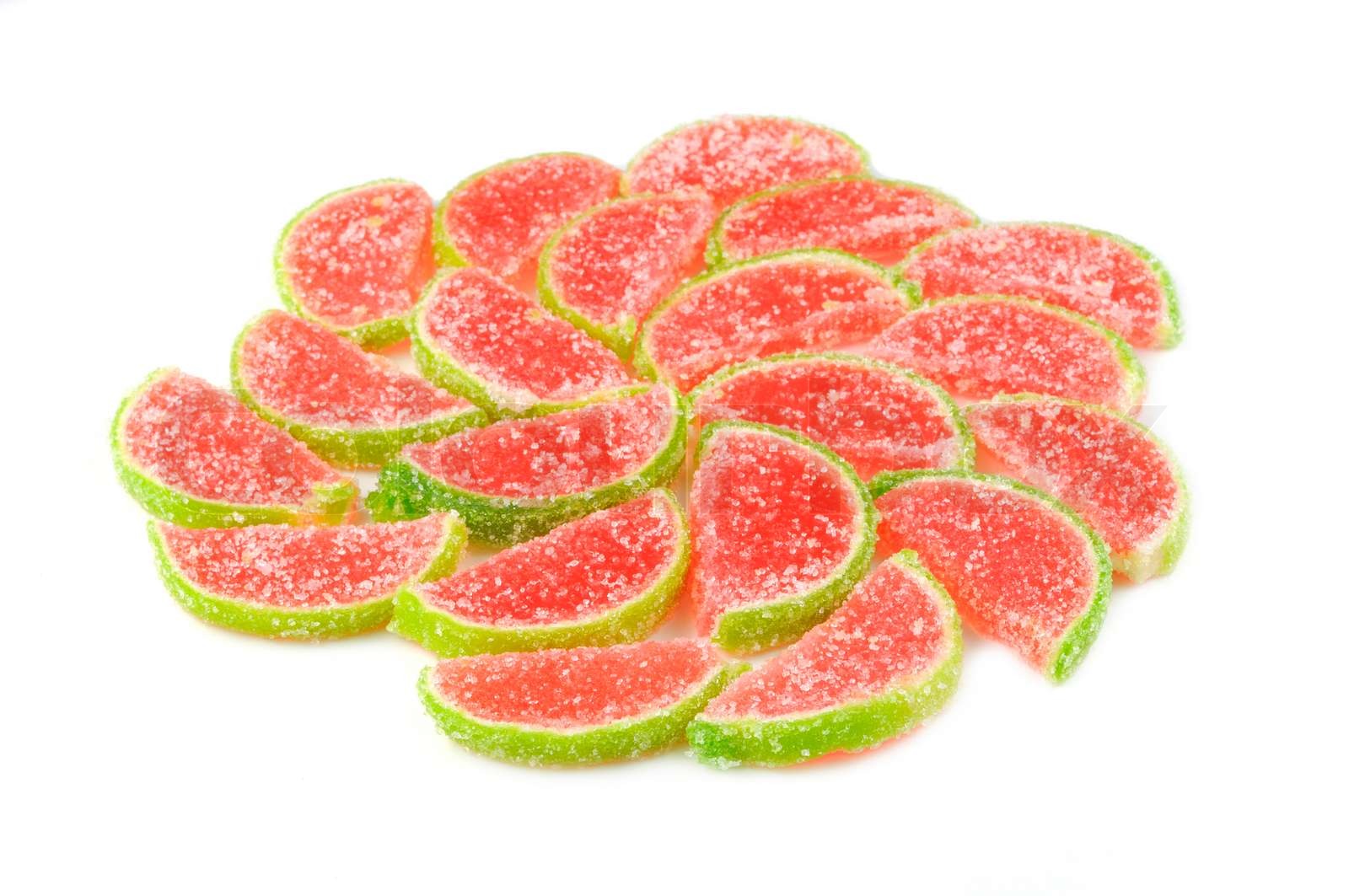 Frugt gelé Vandmelon Candies isoleret på hvid baggrund | Stock foto ...