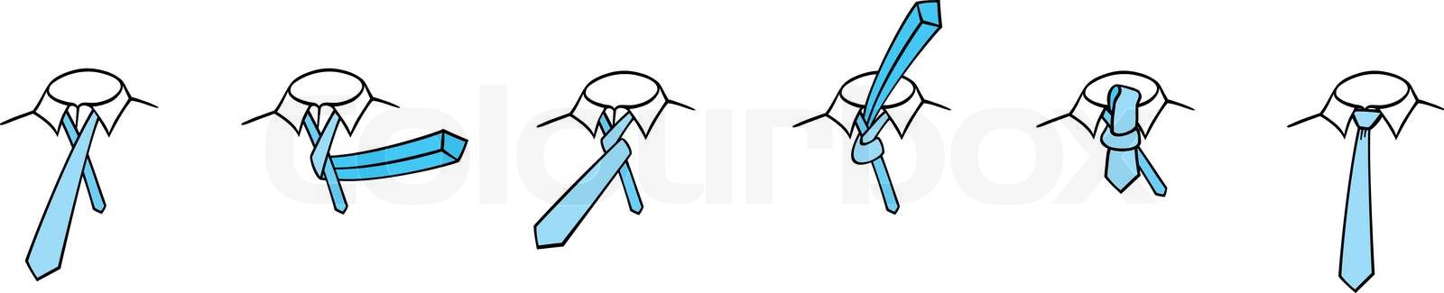 Instructions how to tie a simple "four-in-hand" necktie knot | Stock ...
