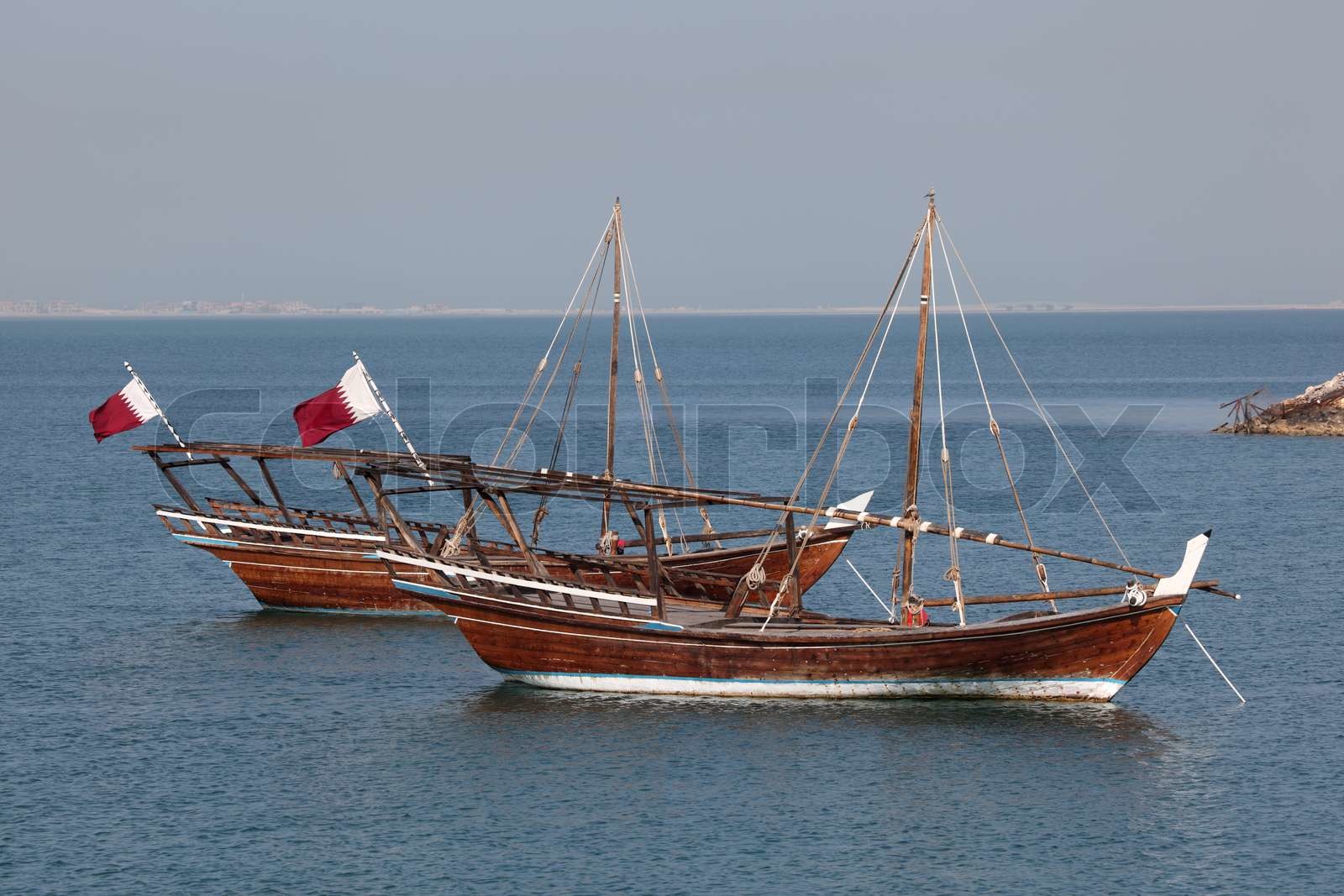 Arabic dhow boats in Doha, Qatar | Stock image | Colourbox