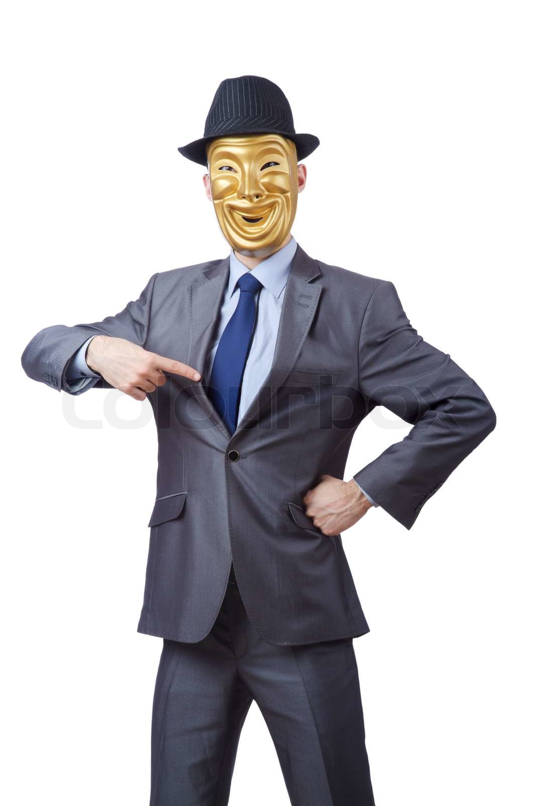 Businessman with mask concealing his identity | Stock image | Colourbox
