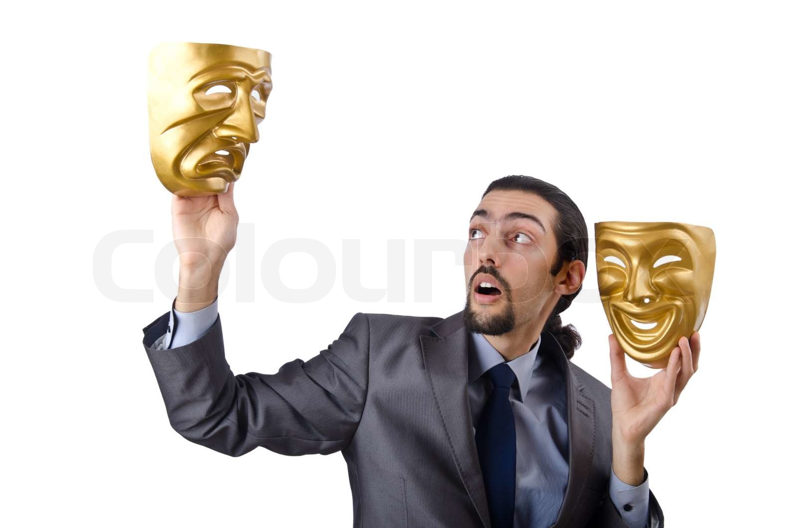 Businessman with mask concealing his identity | Stock image | Colourbox
