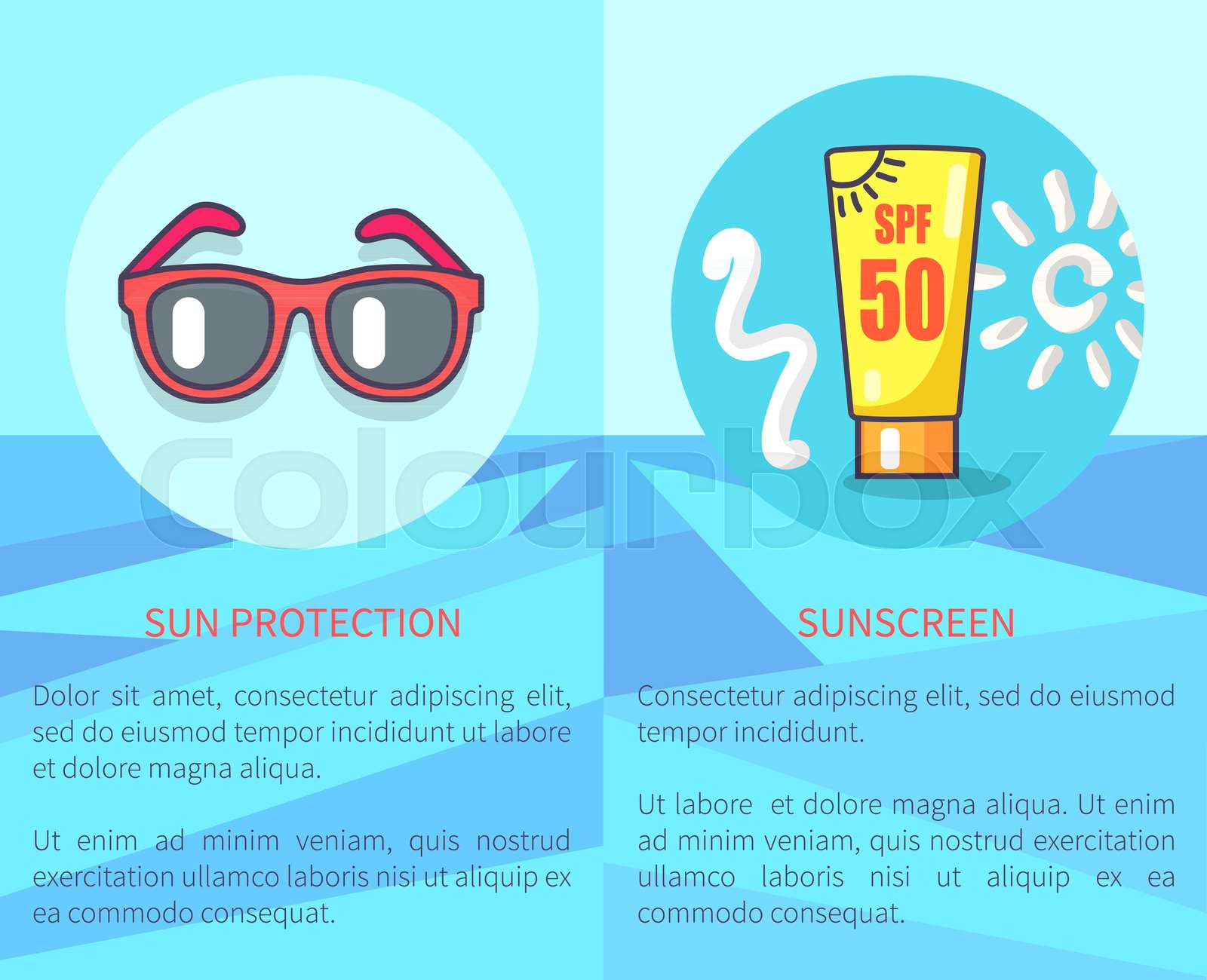 Set of Sun Protection and Sunscreen Posters | Stock vector | Colourbox