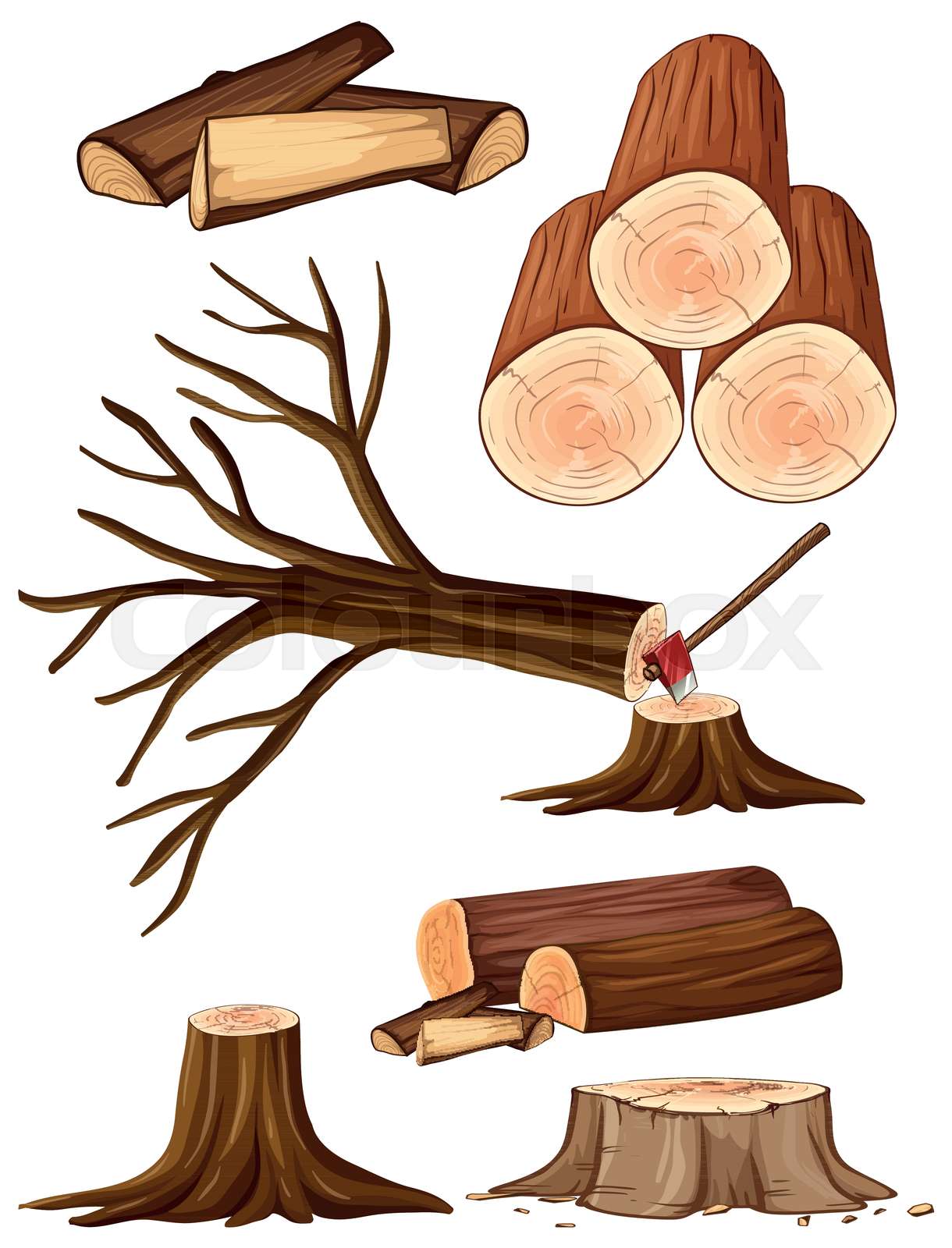 A Process of Cutting Tree | Stock vector | Colourbox