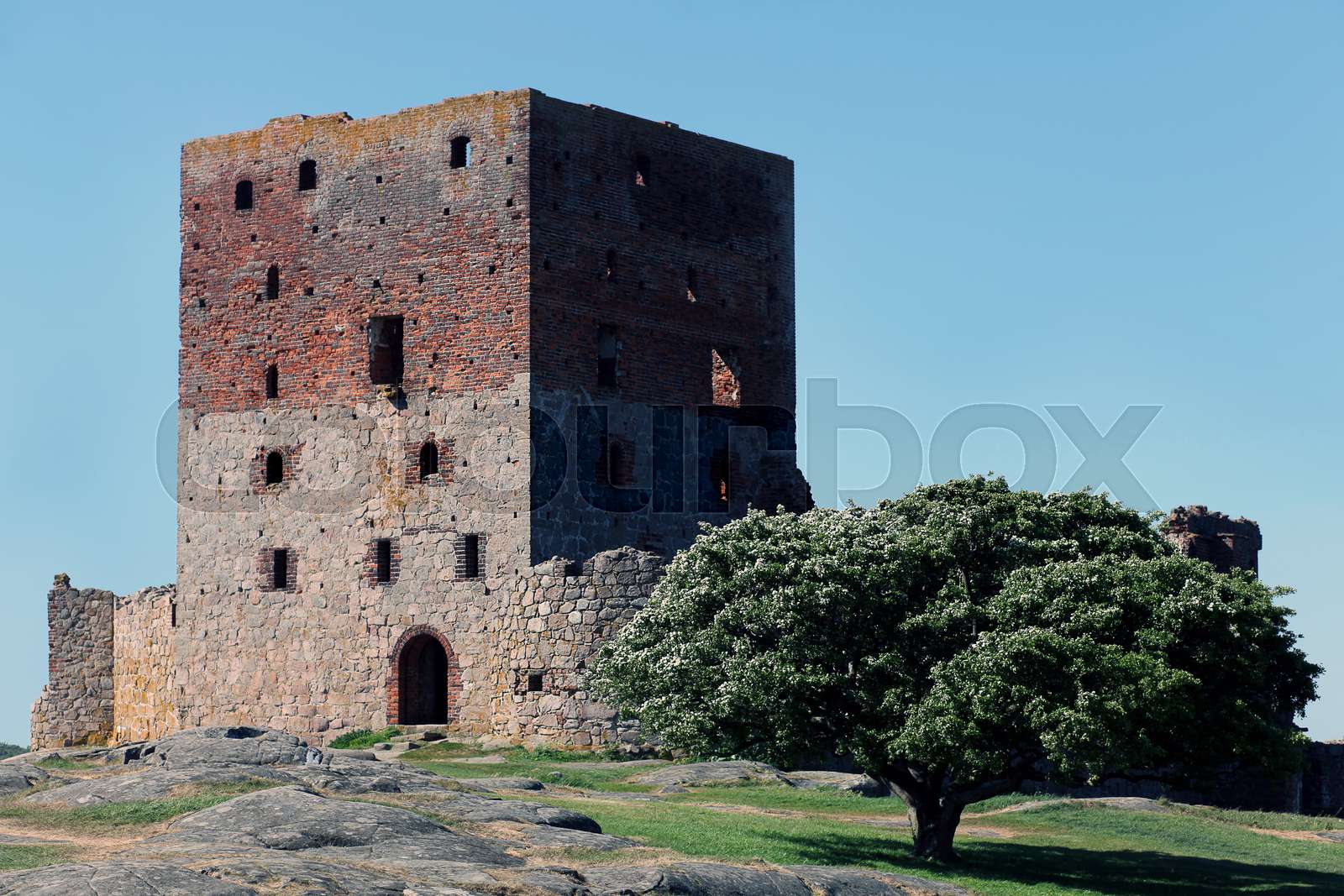 Hammershus Castle Ruin. Located on the island Bornholm, Denmmark ...