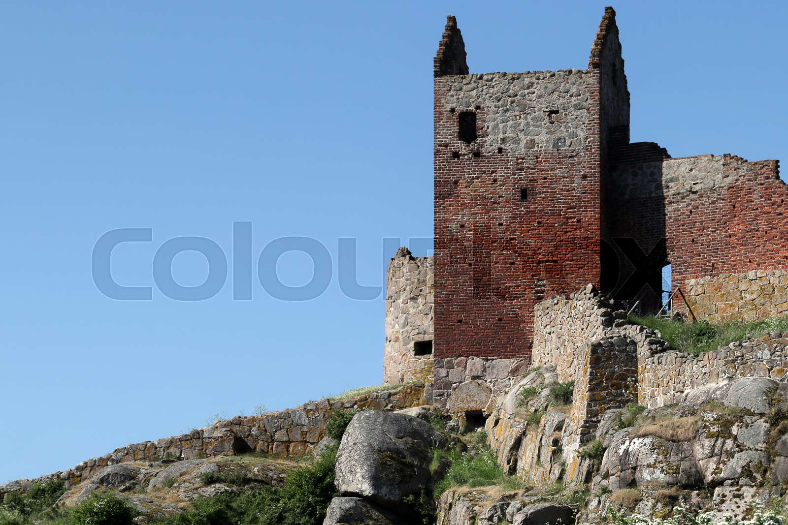 Hammershus Castle Ruin. Located on the island Bornholm, Denmmark ...