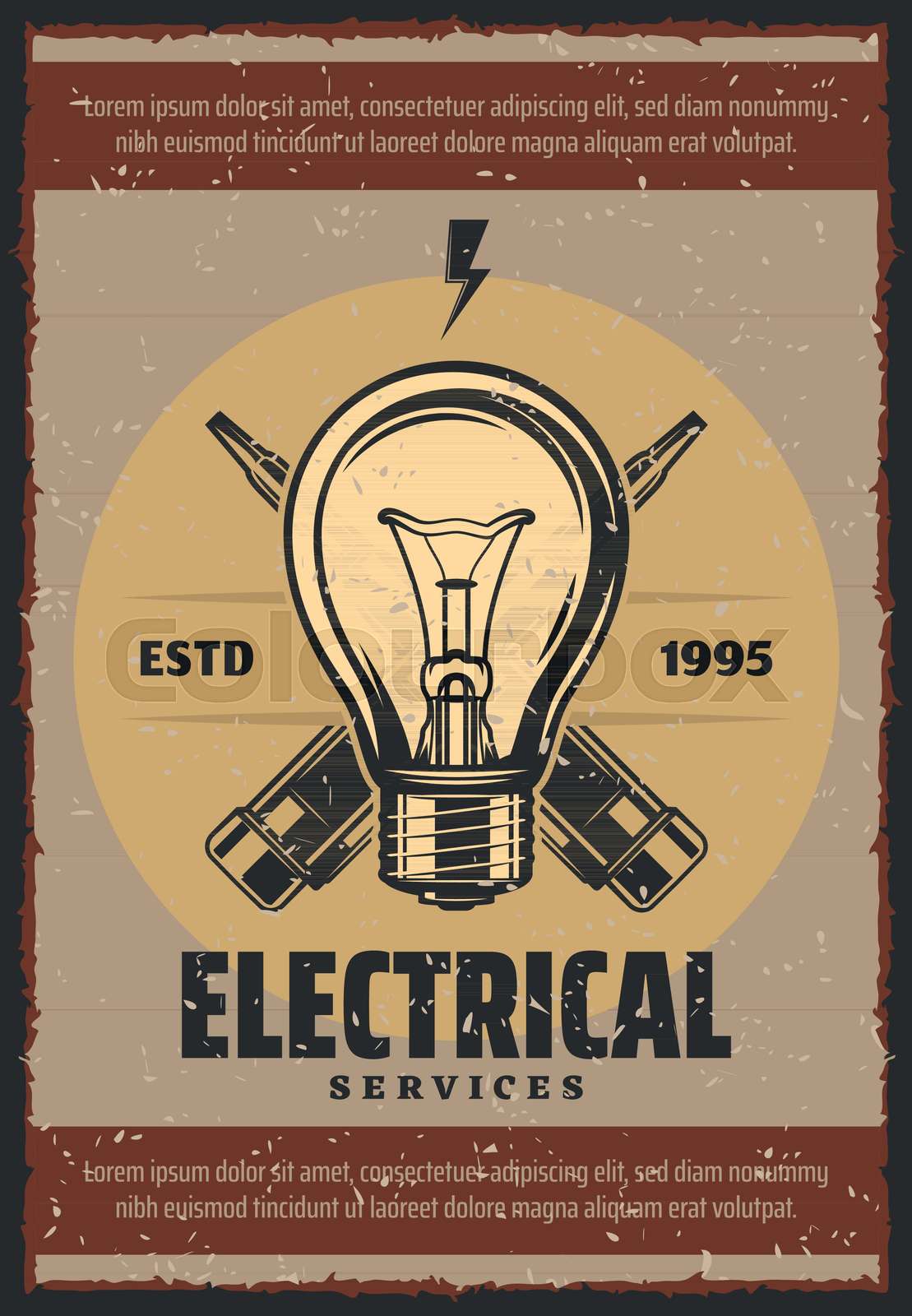 Vector vintage poster for electrical services | Stock vector | Colourbox