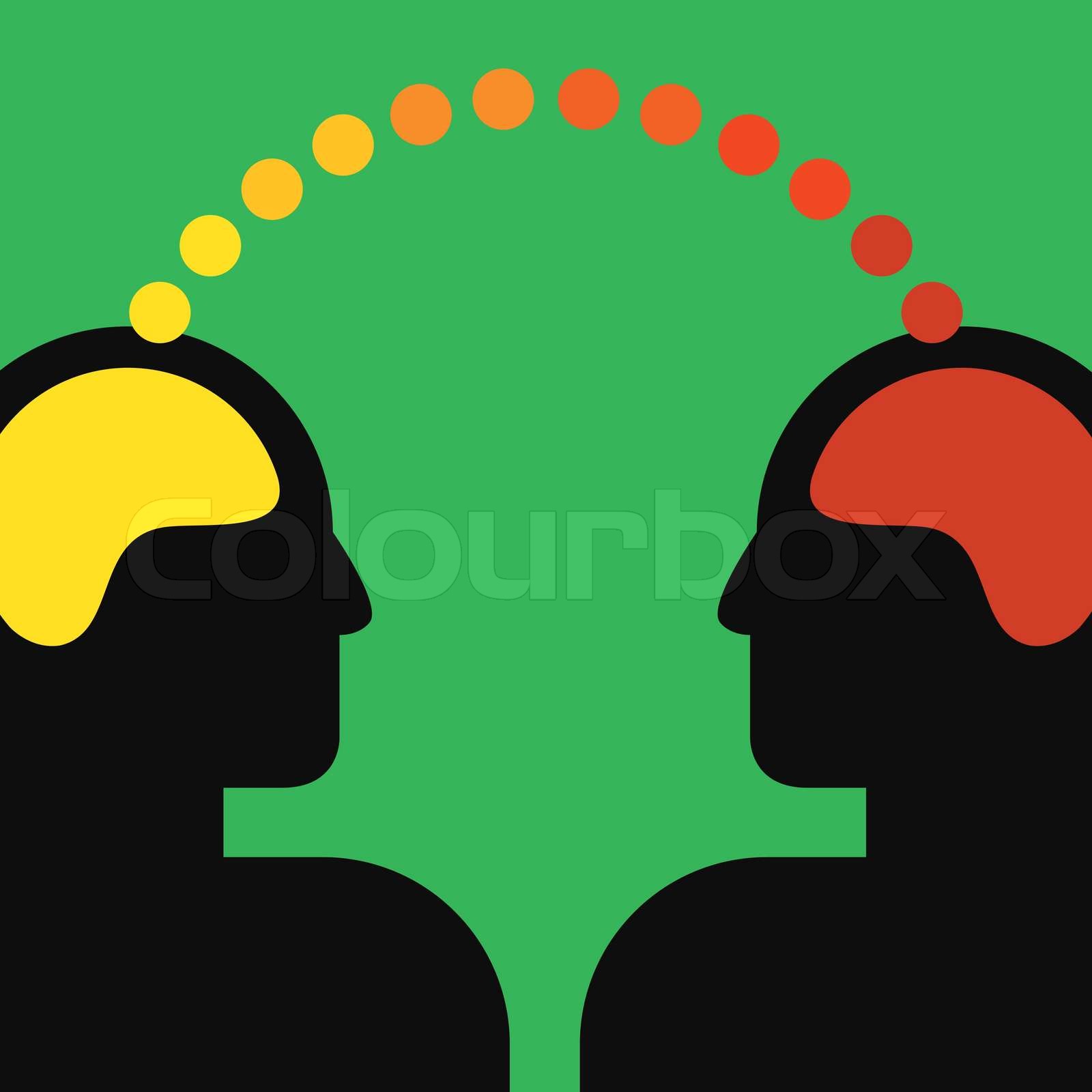 illustration of two human heads with brains | Stock vector | Colourbox