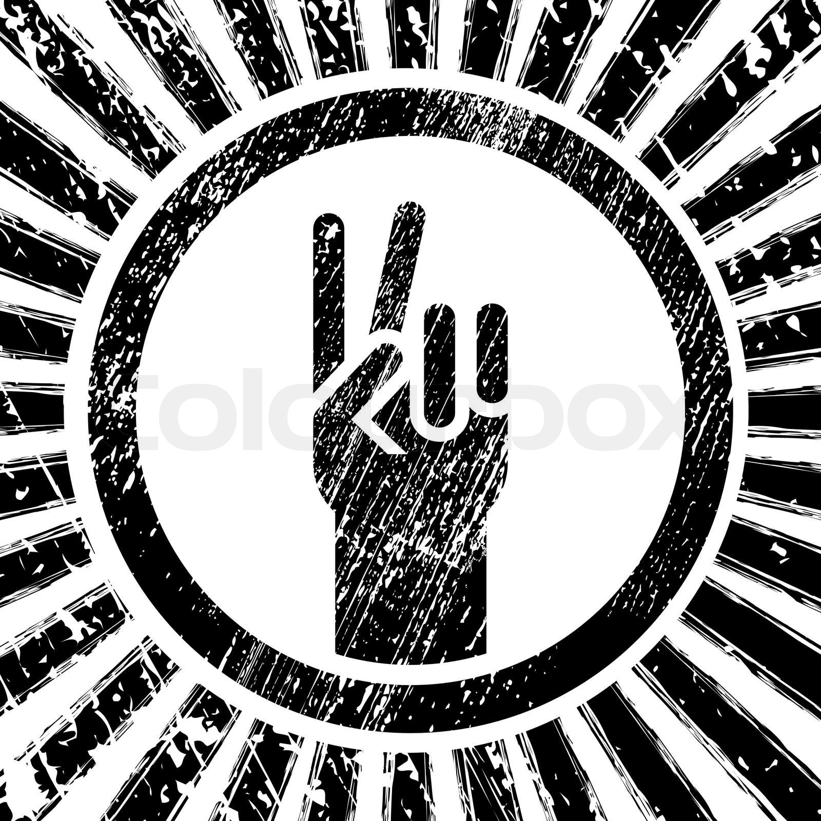 black and white grunge victory sign | Stock vector | Colourbox