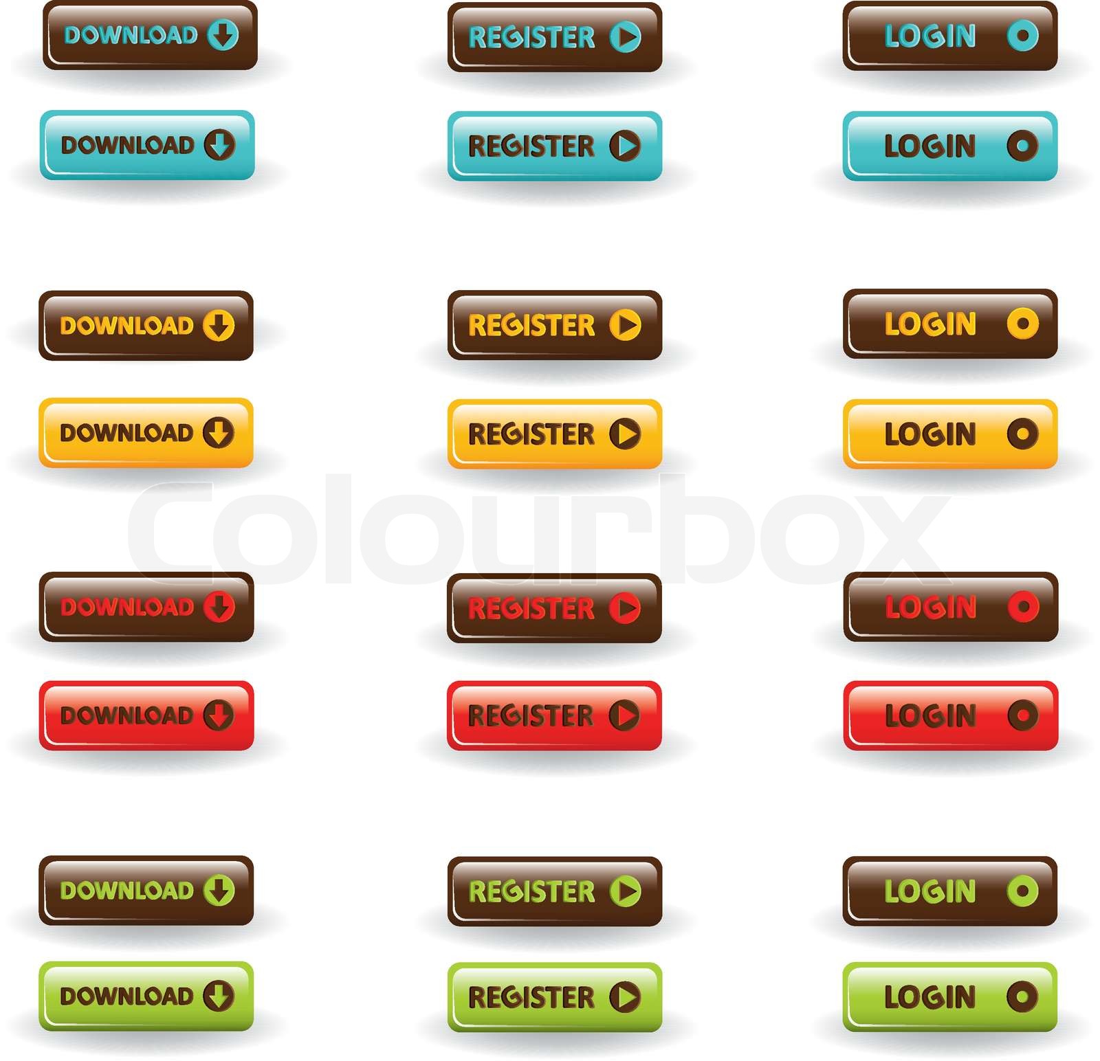 download, register and login buttons | Stock vector | Colourbox