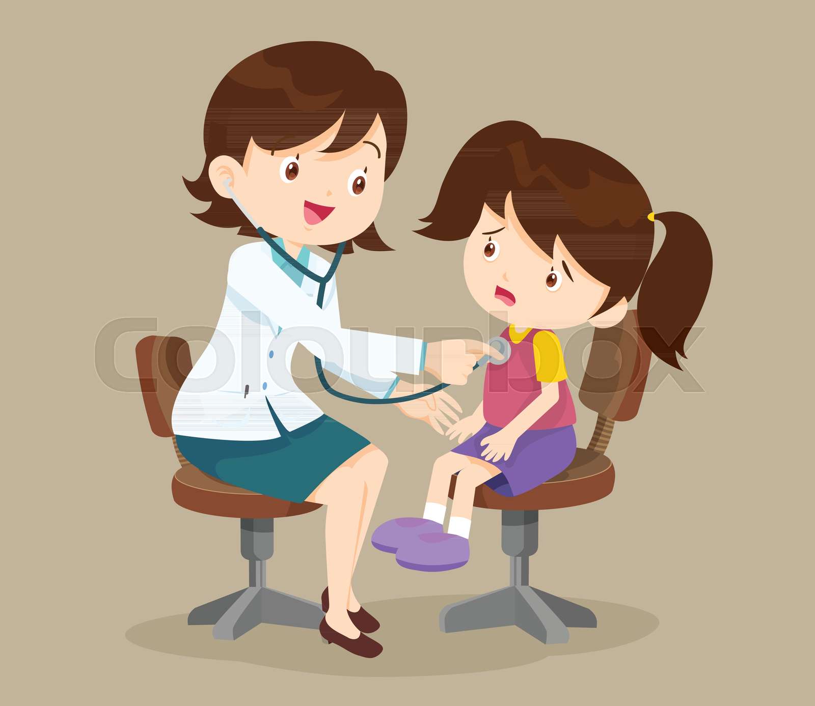 doctor is seeing a small girl | Stock vector | Colourbox