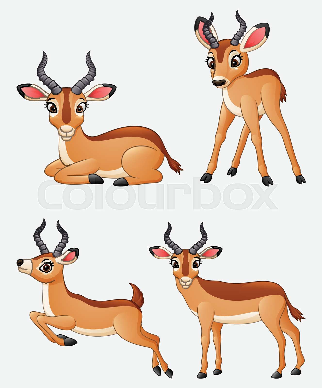 Cartoon impala collection set | Stock vector | Colourbox