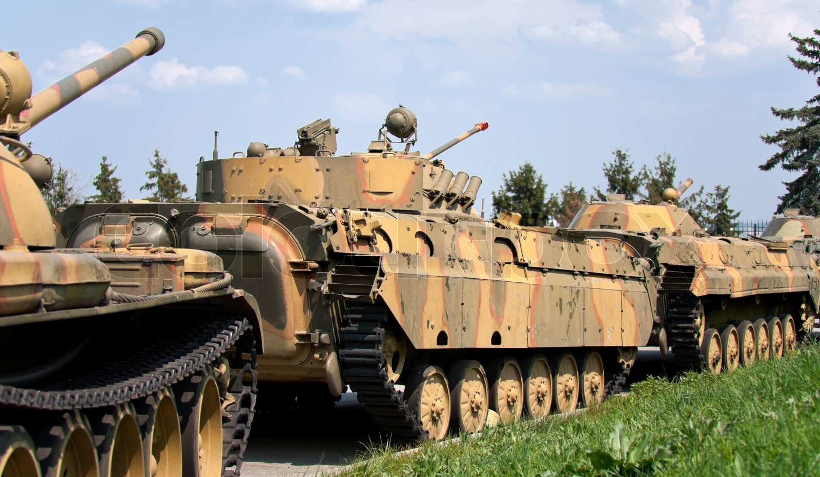 tank column on the march in the streets | Stock image | Colourbox