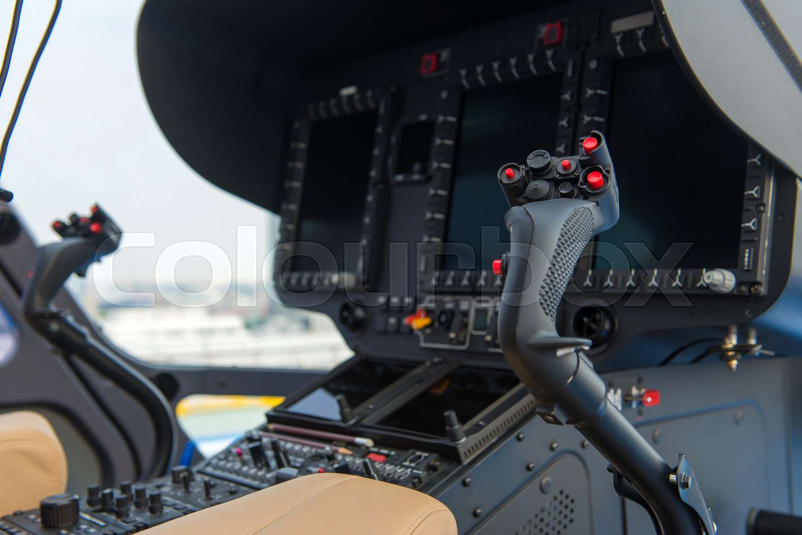 Control panel in a cockpit with instruments equipment | Stock image ...