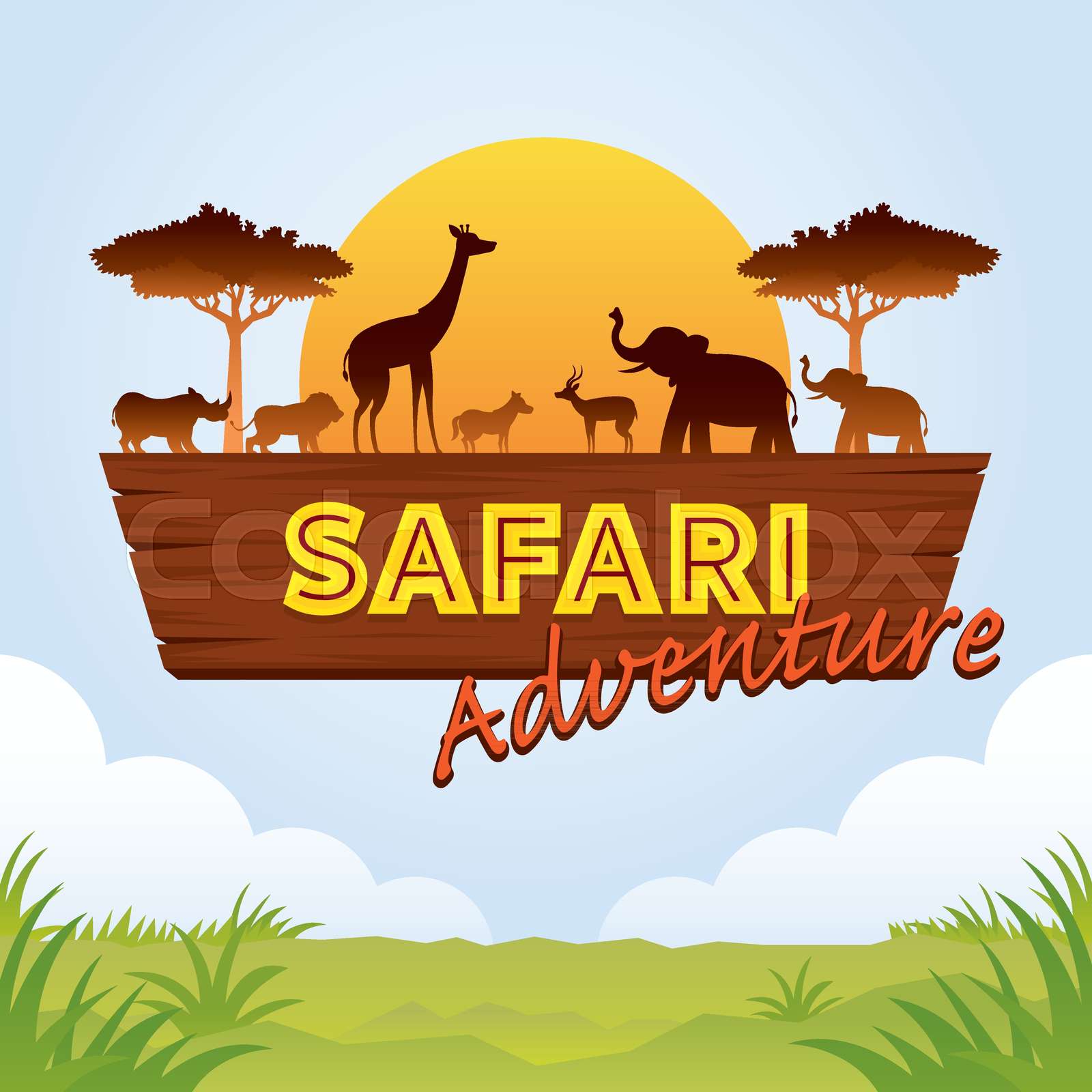 safari, natur, cartoon | Stock-Vektor | Colourbox
