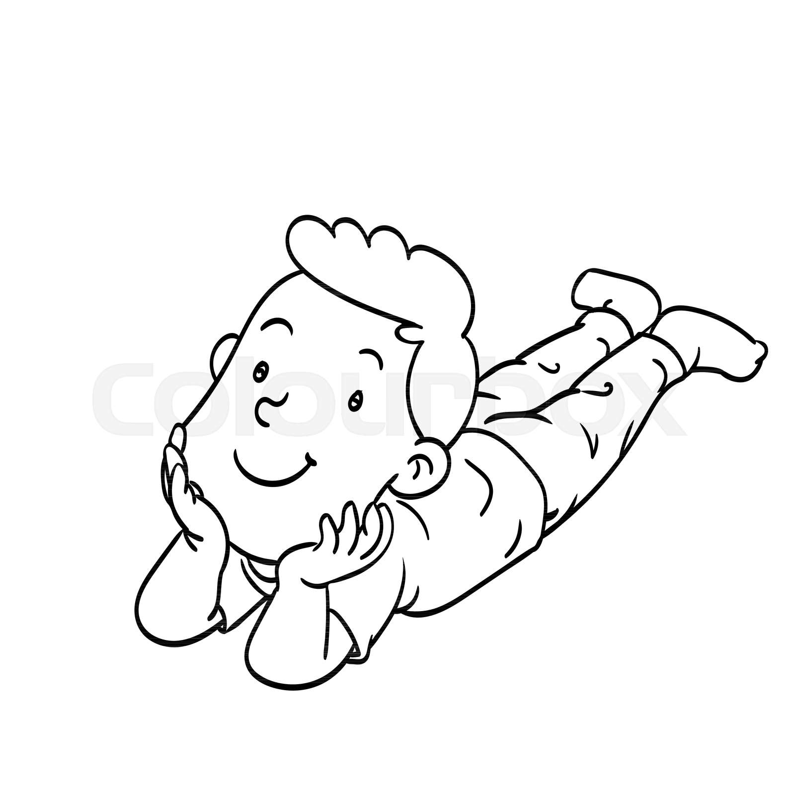Hand drawn of a laying boy-Vector Illustration | Stock vector | Colourbox
